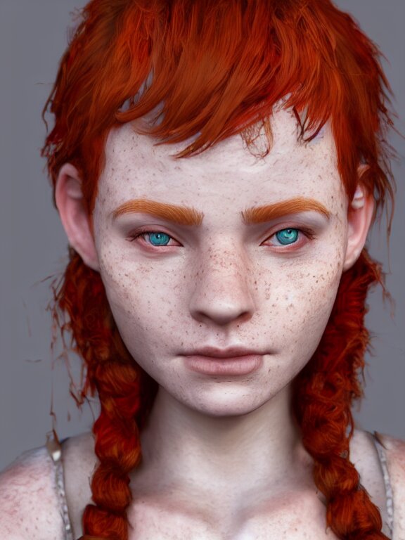 Lexica - Portrait art of red - haired halfling bard 2 1 year old ...