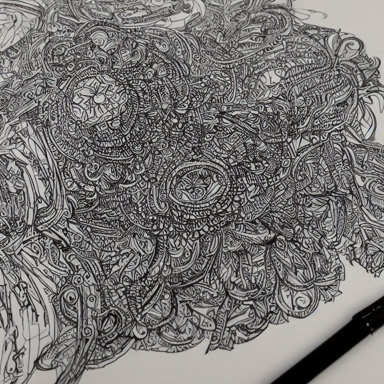 Lexica - Notebook doodle extremely intricate hyper detailed linework ...