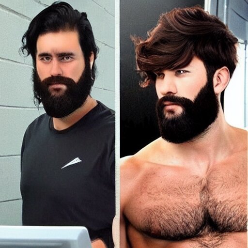 Lexica - A chad with wavy black hair and a beard. muscular. godlike ...