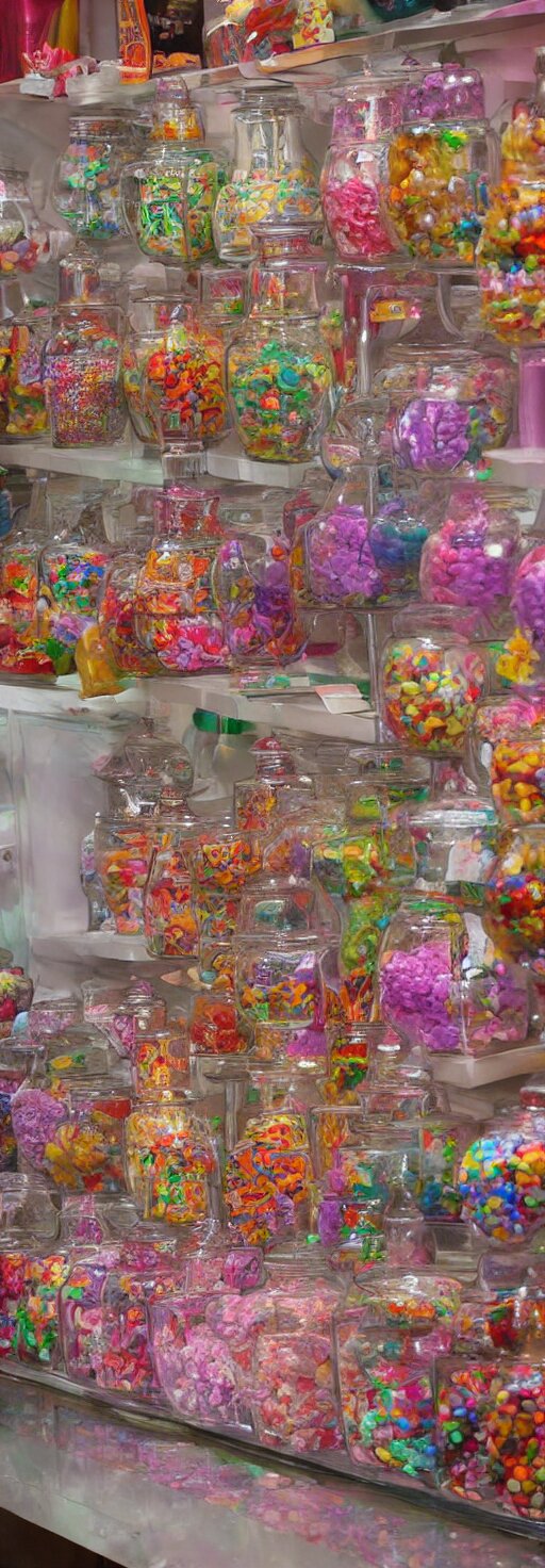 Lexica - Inside a magical candy shop filled with glass jars of novelty ...