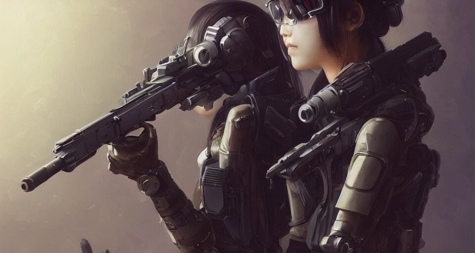 Lexica - Young female japanese sniper holding a railgun sniper rifle ...