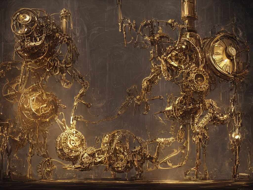 Lexica - Concept art of a giant mechanical clockwork marionette made of ...