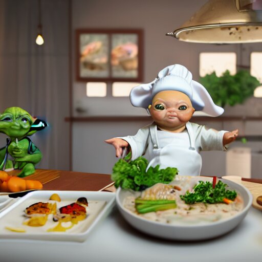 Lexica - Curious innocent tiny chubby babyfat baby yoda as chef wearing ...