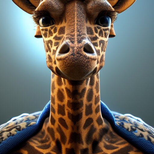 Lexica - A highly detailed portrait of a humanoid giraffe in a blue ...
