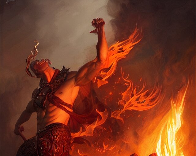 Lexica - Handsome tattooed gym fire mage firebreath magic spell vfx ...