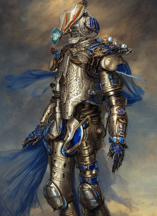 Lexica - Formal portrait of a cyborg locust warrior wearing plate armor ...