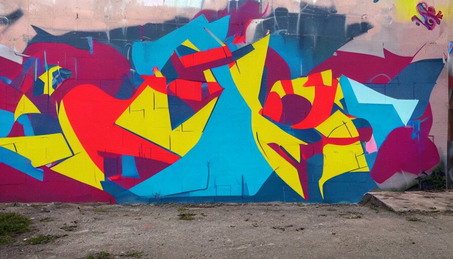 Lexica - Stray dog sleeping under graffiti 3 d street art depicting ...