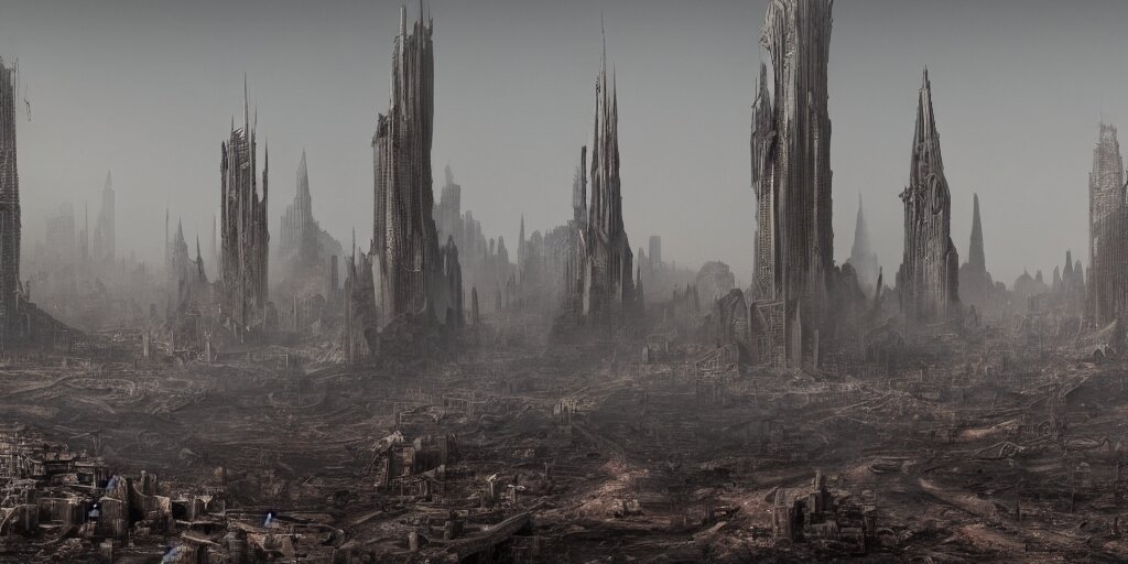Lexica - Intricate matte painting of grey apocalyptic burned landscape ...