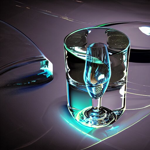Lexica - A glass doing caustics over a table, iridiscent, sss, high ...