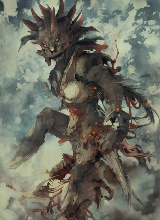 Lexica - Surreal gouache painting, by yoshitaka amano, by ruan jia, by ...