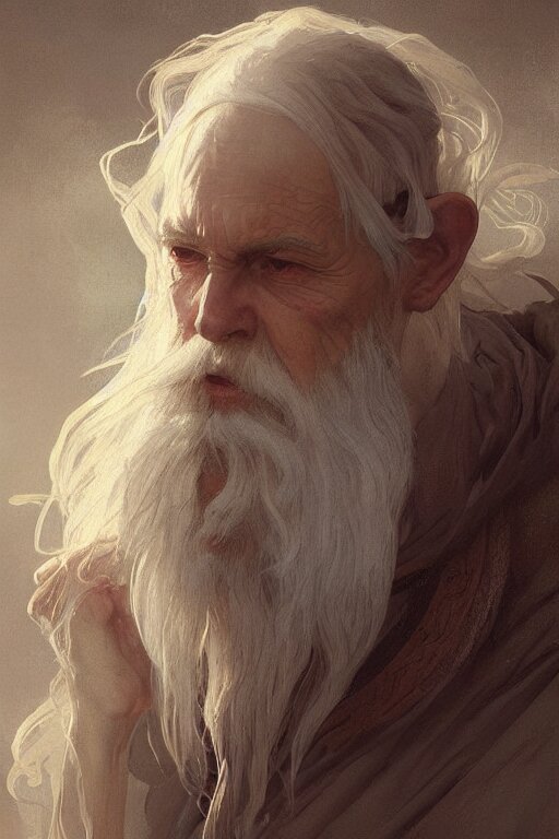Lexica - A highly detailed portrait painting of an elderly healer elf ...