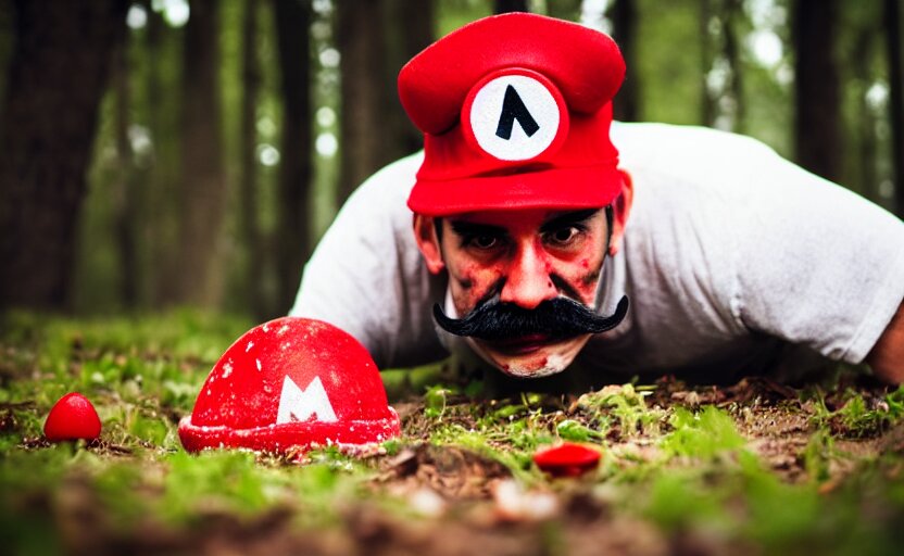 Lexica - Italian man with a mustache dressed as mario wearing a solid ...