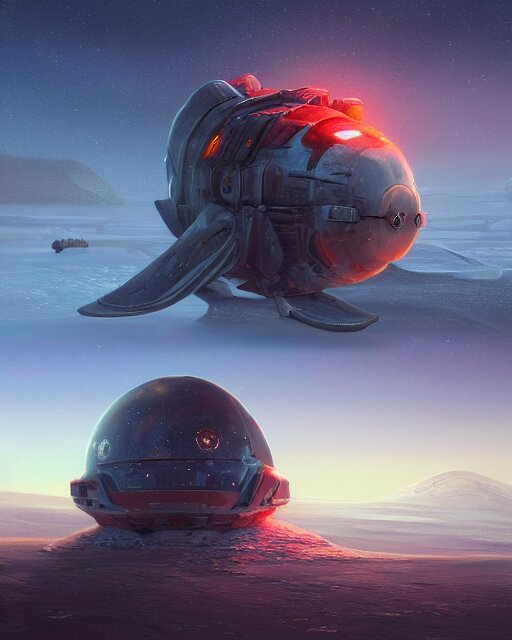 legendary space ship, ice fish shape, desert planet, cinematic ...