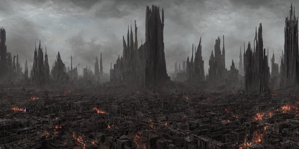Lexica - Intricate matte painting of grey apocalyptic burned landscape ...