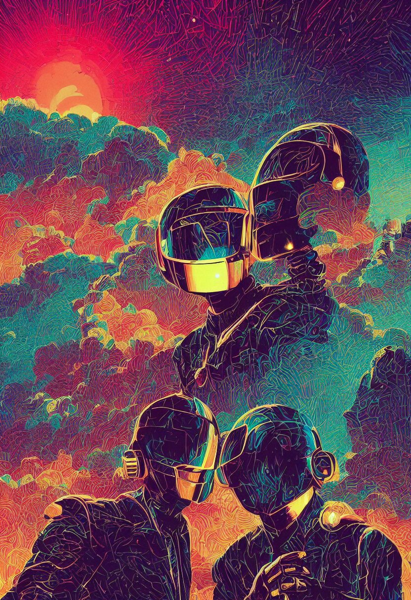 Lexica - Incredible Daft Punk portrait by Victo Ngai, Kilian Eng ...