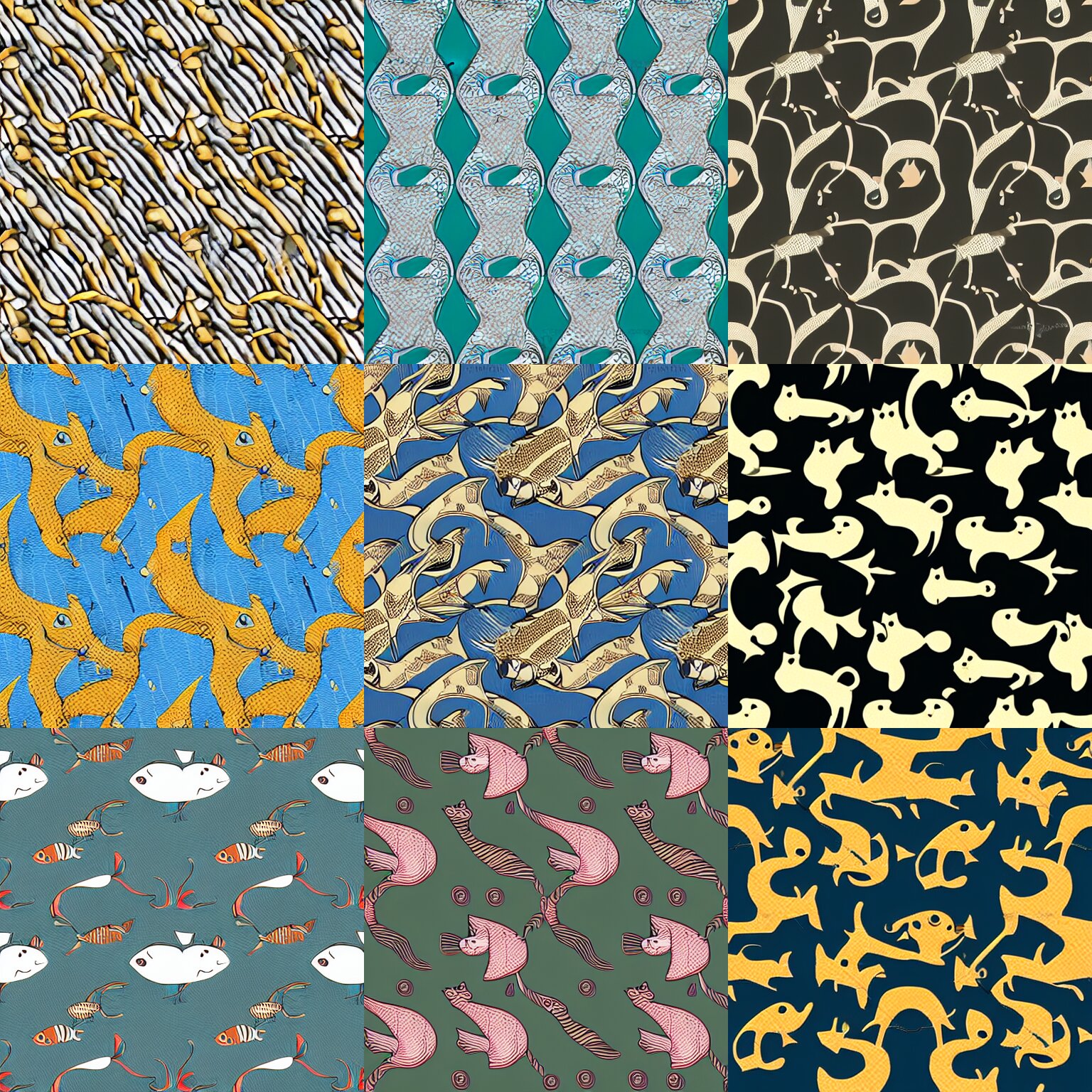 Lexica - Simple seamless pattern intertwining cat and fish by escher