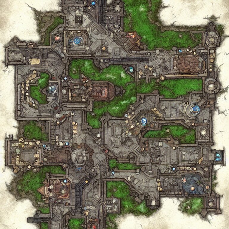 Lexica - Full - color fantasy floor plan map of a dungeon, d & d ...