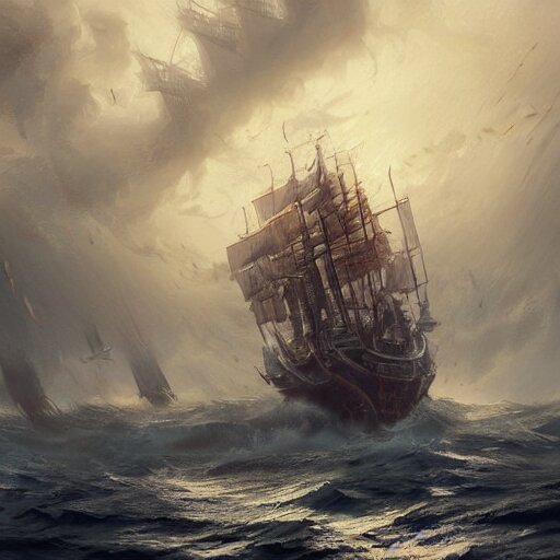 Lexica - A pirate ship in the middle of the sea during a storm, fantasy ...