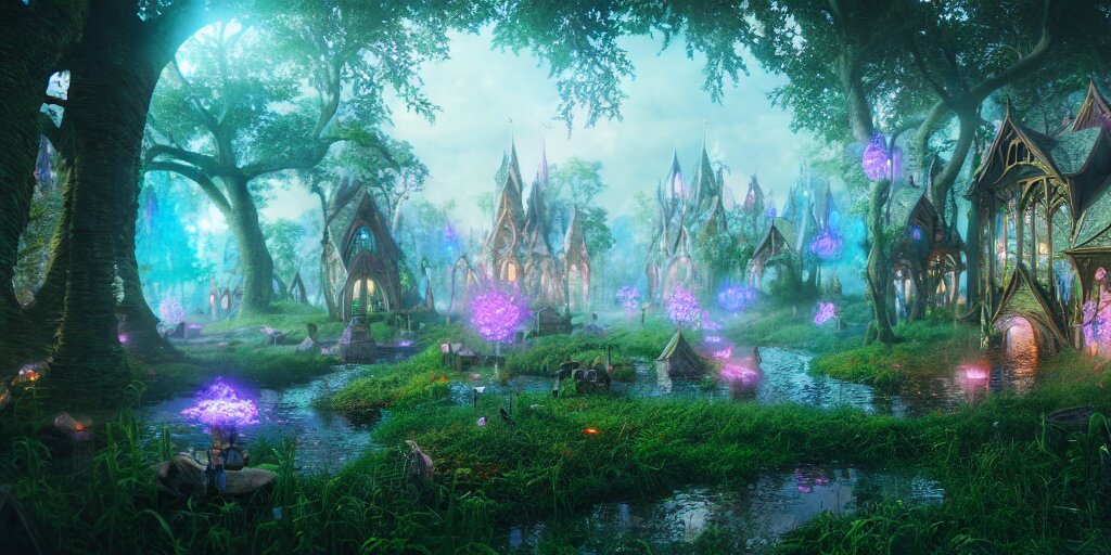 in an ethereal magical fairy city, highly detailed, 8 k, hdr, aw ...