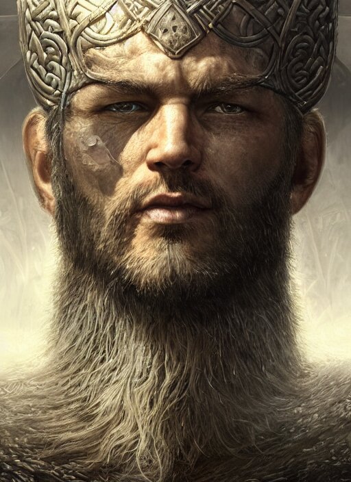 Lexica - Closeup portrait shot of a norse god in a scenic dystopian ...