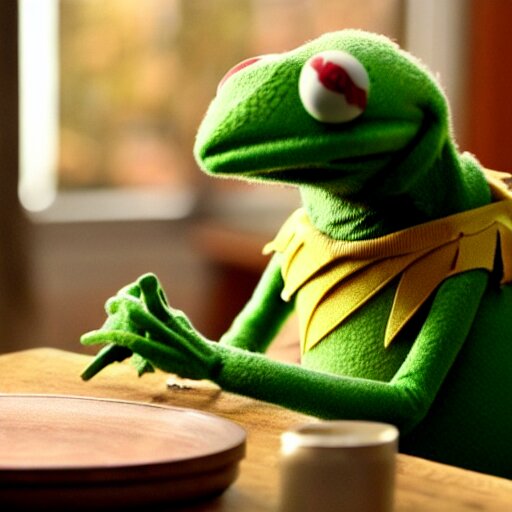 Lexica - Candid photo of kermit the frog sitting on the couch hitting a ...