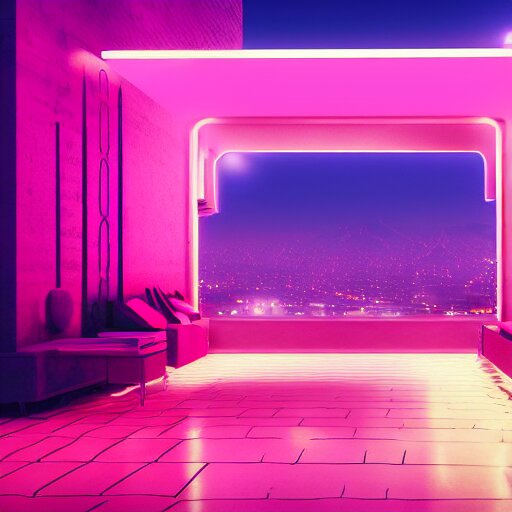 Lexica - Synthwave art of peykan, tehran, octane render, pink neon lights