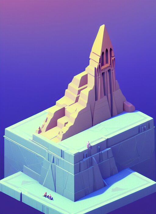 a low poly isometric render of sphinx in the style of monument v ...