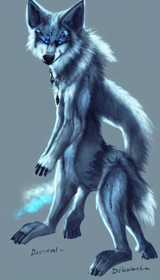 Lexica - Dieselpunk furry blue wolf with fuzzy tail, concept art ...