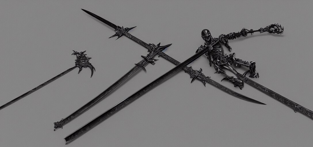 Lexica - Long sword, black skeleton sword, steel, sword, crystals ...