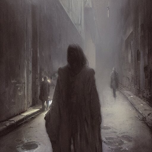 Lexica - Dark alley full of homeless children, somber, by beksinski and ...