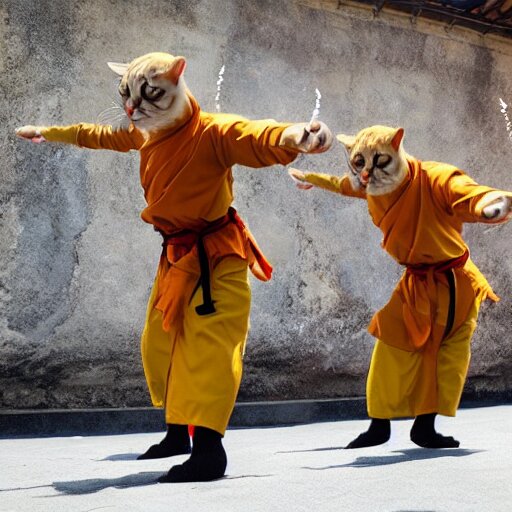 Lexica - Real cats dressed as shaolin monks, 4k