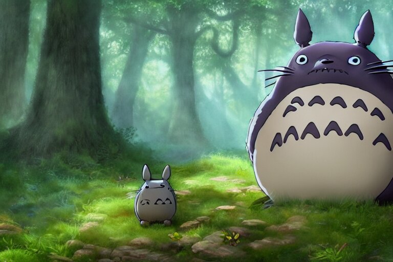 Lexica - Totoro sitting in a forest, fantasy, pixar, animated movie ...