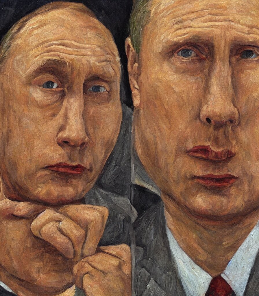 Lexica - Closeup shot of putin in the style of lucian freud self ...