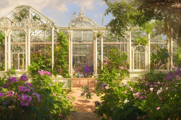 Lexica - Weed greenhouse, rococo style, greek architecture, green ...