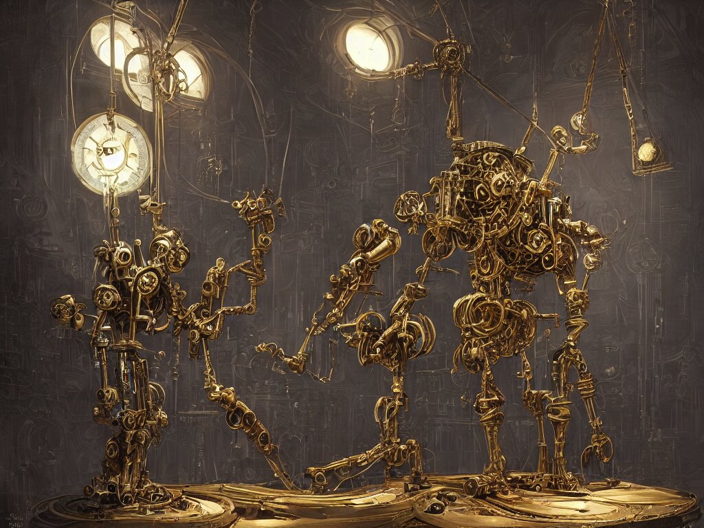 Lexica - Concept art of a giant mechanical clockwork marionette made of ...