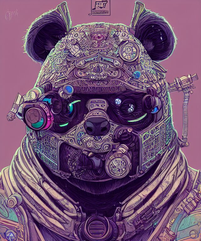 Lexica - A portrait of a cyberpunk panda, mandala, fantasy, intricate ...