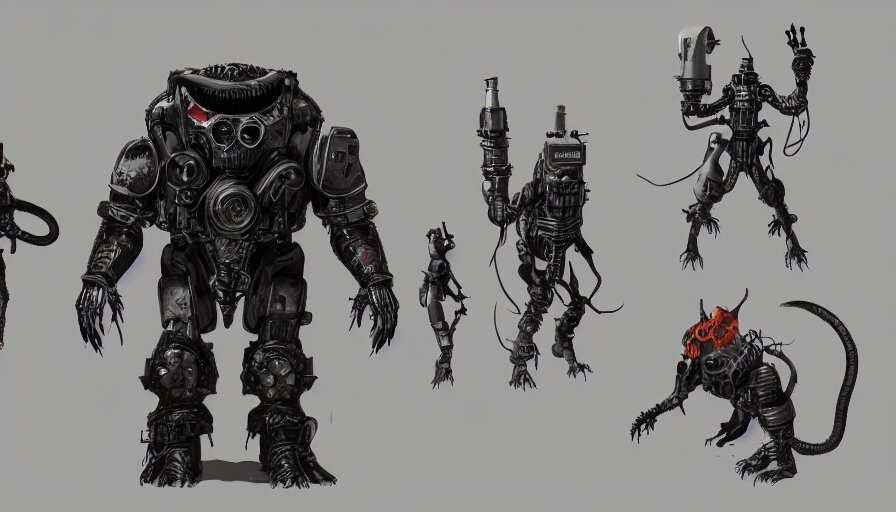 Lexica - Fallout creatures concept art, black background, vibrant ...