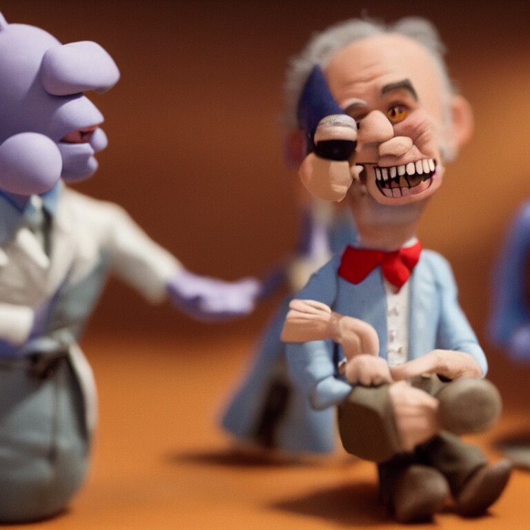 a cinematic film still of a claymation stop motion film starring ...