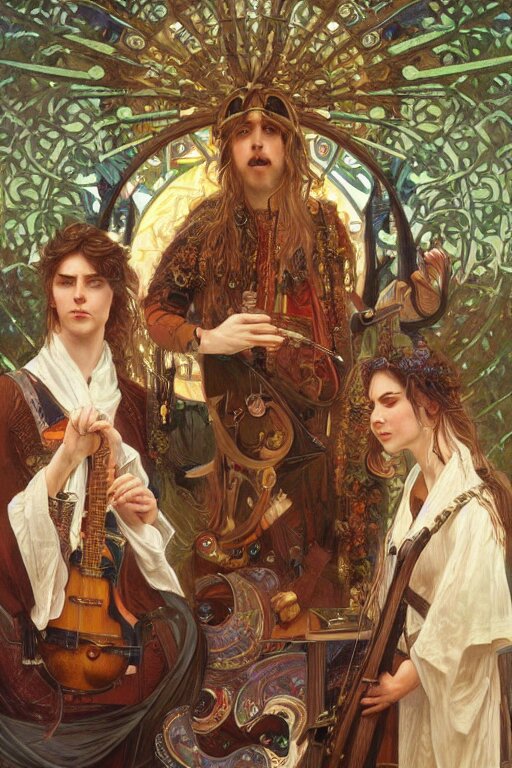 Lexica - Portrait of a a band of male and female druids playing an ...