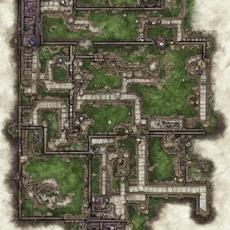 Lexica - Full - color fantasy floor plan map of a dungeon, d & d ...