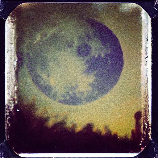 Lexica - Colorful instant photograph of the moon in a city at night ...