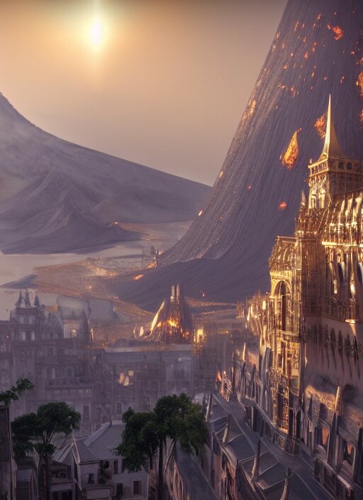 Lexica - Beautiful gold fantasy city made from white stone and bright ...