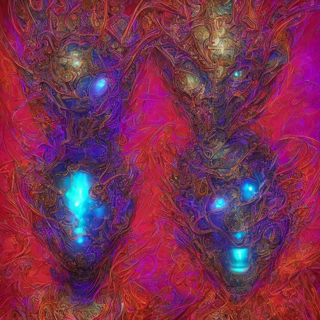 Lexica - Face of a alien deity, centered, corals, plume made of ...