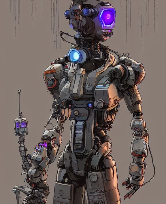 cyberpunk pathfinder robot from apex legends, portrait by james ...