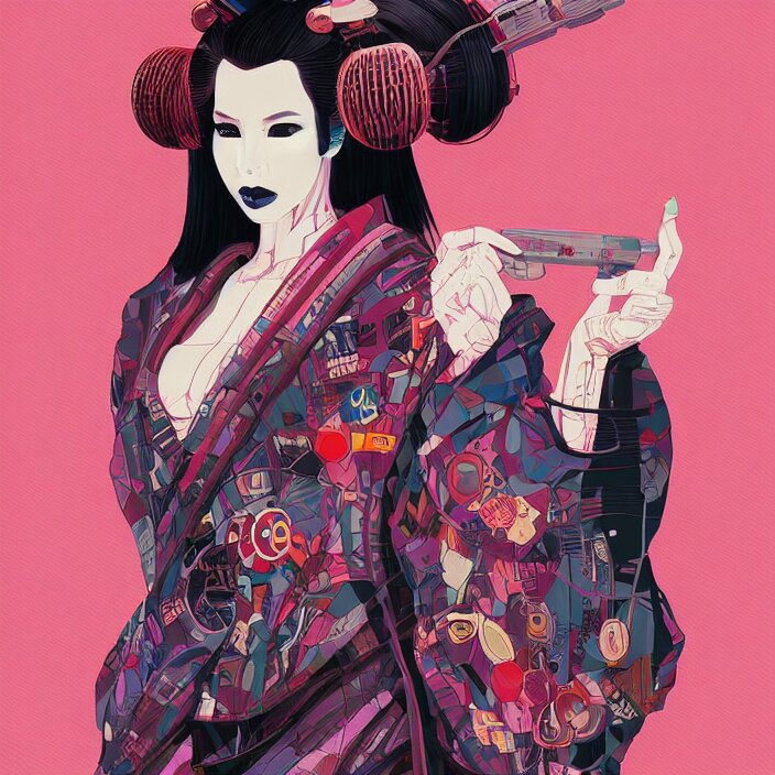 Lexica - A beautiful painting of a cyberpunk geisha by malika favre, in ...