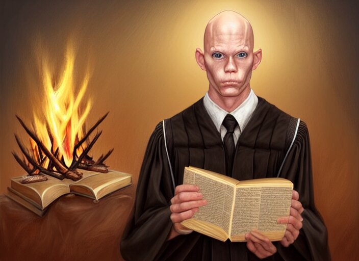 Lexica - Portrait shot of judge holden, a hairless, muscular, bald ...