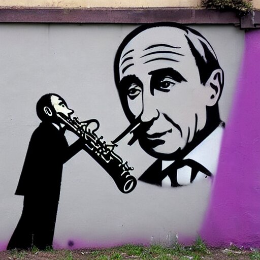 Lexica - Graffiti by Banksy of Vladimir putin playing the saxophone