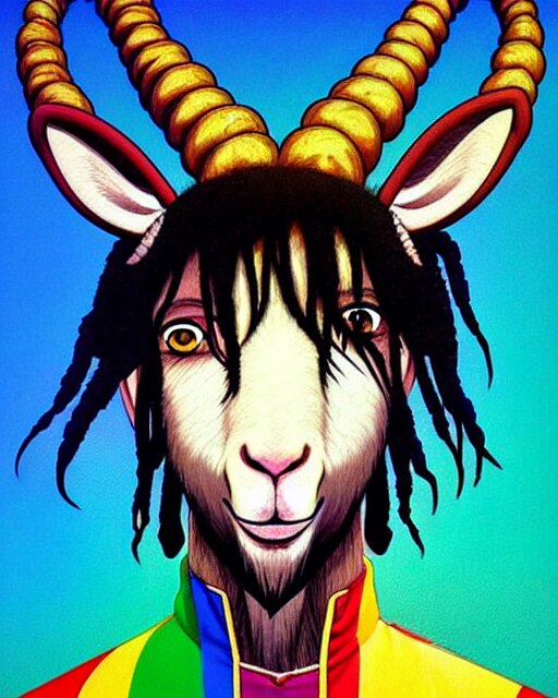 Lexica - Portrait Anime 1984 Rasta Goat Goat wearing-rasta-clothes Soft ...