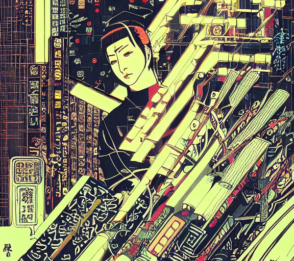 Lexica - Futuristic japanese cyberpunk bladerunner silk screen by ...