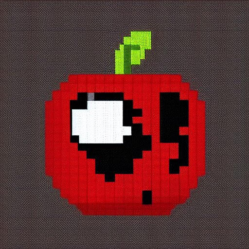 Lexica - An apple pixelated in red and black on a white background ...